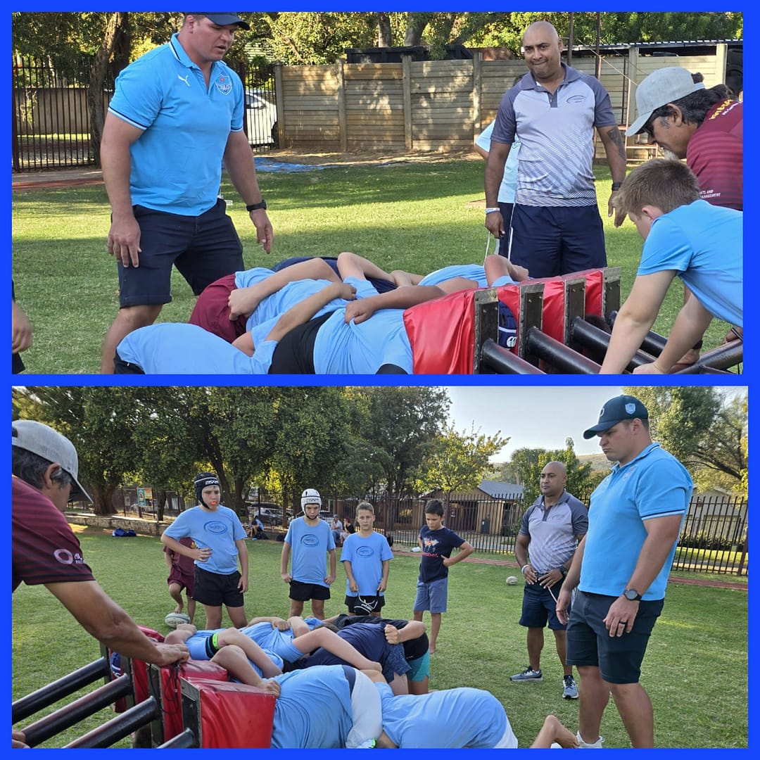 Bloubul Voorspeler-afrigter kuier by Laerskool Voorpos se eerste ...