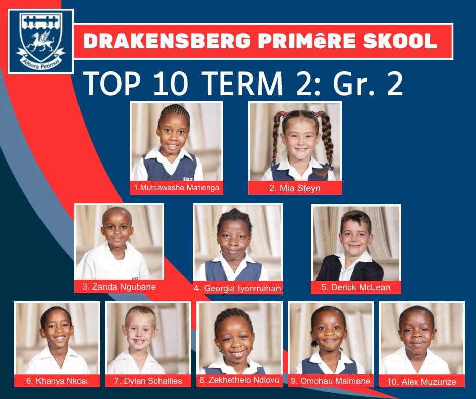 Drakensberg Primêre Skool Top 10 vir Kwartaal 2 - AWSUM School News
