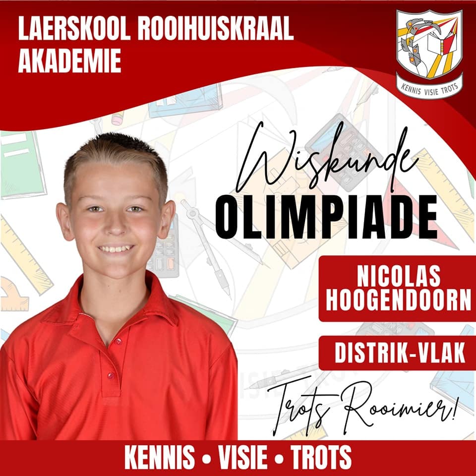 Laerskool Rooihuiskraaal leerders deur na die Distrik-Vlak Wiskunde ...