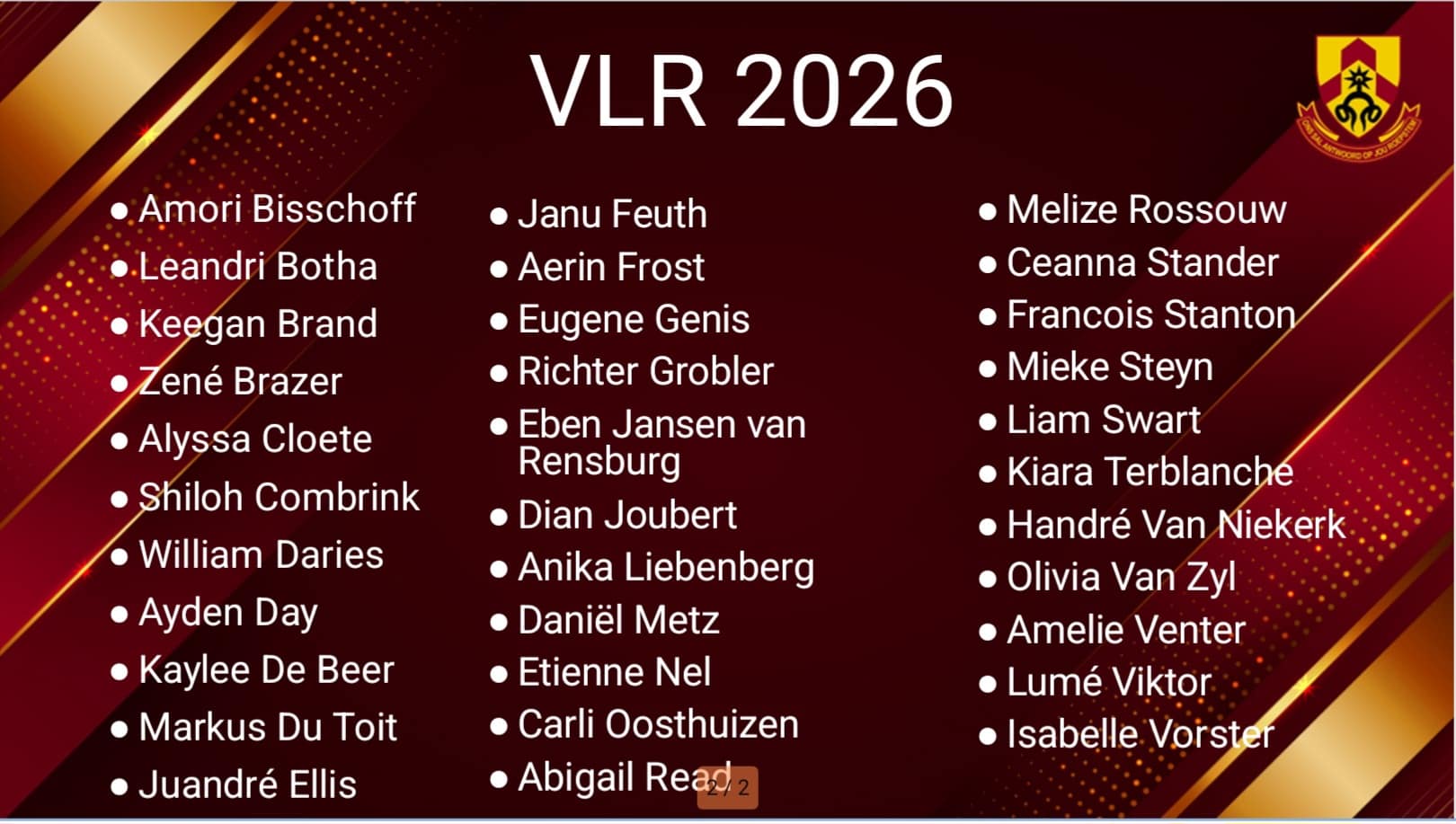 Laerskool Voorpos VLR van 2026 - AWSUM School News