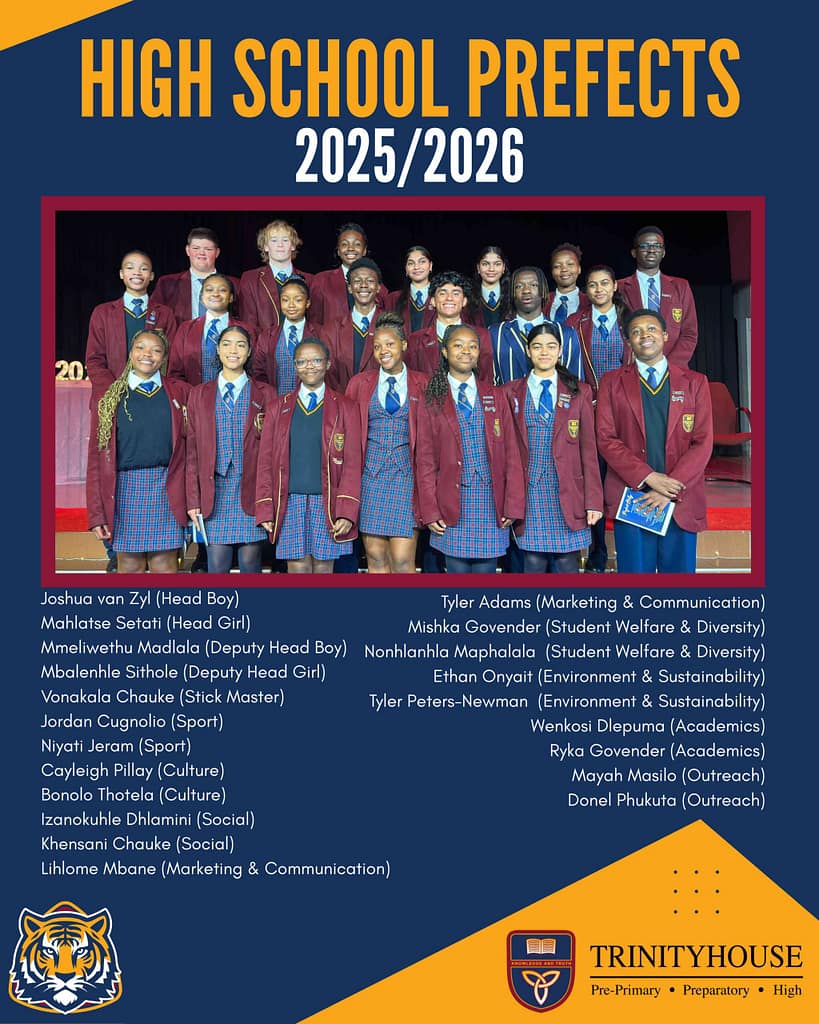 Trinityhouse Centurion High School announce the prefect body for 2026 ...