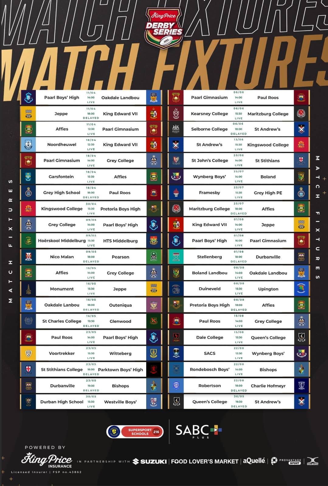 King Price Derby Series-fixtures - AWSUM School News